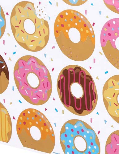 Creative Converting All Over Print Plastic Tablecover, Donut Time -