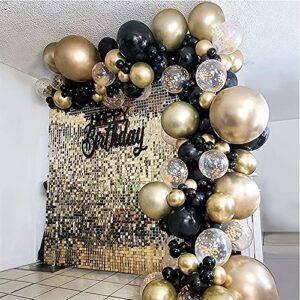 beliueyes black gold balloon garland arch kit 121pcs, confetti balloons for kids birthday anniversary graduation new year party decor background decoration