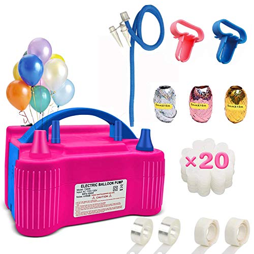 Balloons Pump Kit Electric Balloon, Portable Dual Nozzle Electric Balloon Inflator/Blower for Rose Red 110V 600W Electric Balloon Blower Pump for Party Decoration,Faster and Save Time