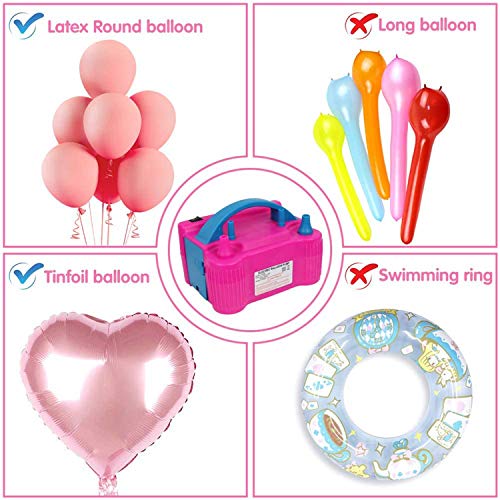 Balloons Pump Kit Electric Balloon, Portable Dual Nozzle Electric Balloon Inflator/Blower for Rose Red 110V 600W Electric Balloon Blower Pump for Party Decoration,Faster and Save Time