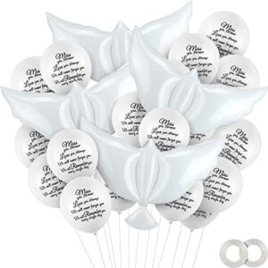 36 pieces white memorial balloons with 4 pieces peace dove balloons pigeon bird balloons funeral remembrance helium balloons for condolence, funeral, anniversary, memorial services