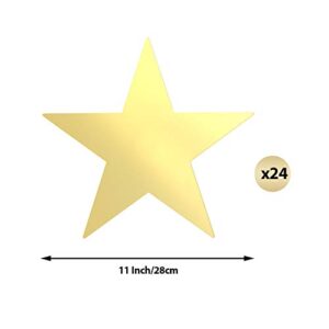 Gold Star Cutouts Double Printed Paper Stars Decoration for Wedding Party Supplies, 11 Inches (24 Pieces)