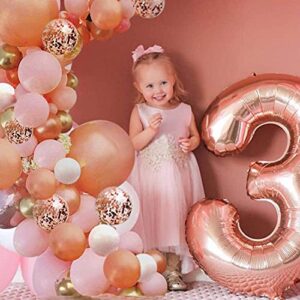 Rose Gold Balloon Garland Arch Kit, 150 Pieces Rose Gold Pink White and Gold Confetti Latex Balloons for Baby Shower Wedding Birthday Graduation Anniversary Bachelorette Party Background Decorations