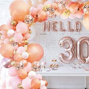 Rose Gold Balloon Garland Arch Kit, 150 Pieces Rose Gold Pink White and Gold Confetti Latex Balloons for Baby Shower Wedding Birthday Graduation Anniversary Bachelorette Party Background Decorations