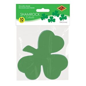 Beistle Green Shamrock Cutouts 10 Piece St Patrick's Day Decorations, Wall Silhouettes