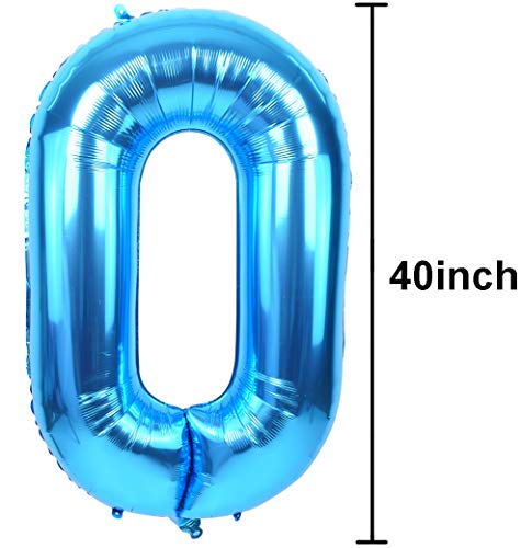 40 Inch Blue Large Numbers Balloon 0-9(Zero-Nine) Birthday Party Decorations,Foil Mylar Big Number Balloon Digital 3 for Birthday Party,Wedding, Bridal Shower Engagement Photo Shoot, Anniversary