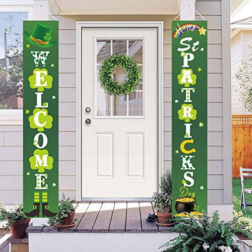 DAZONGE St. Patrick's Day Decorations | Lucky St. Patty's Day Welcome Signs for Porch/Front Door/Home Decor | St. Patrick's Day Party Accessory