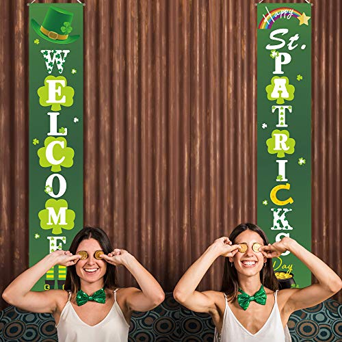 DAZONGE St. Patrick's Day Decorations | Lucky St. Patty's Day Welcome Signs for Porch/Front Door/Home Decor | St. Patrick's Day Party Accessory