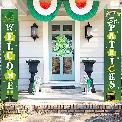 DAZONGE St. Patrick's Day Decorations | Lucky St. Patty's Day Welcome Signs for Porch/Front Door/Home Decor | St. Patrick's Day Party Accessory