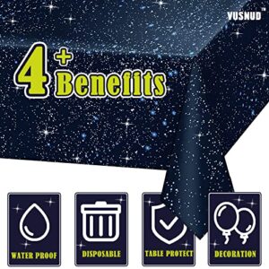 Vusnud 3 Packs - Space Tablecloth, Galaxy Themed Plastic Table Cover, Disposable Plastic Star Party Table Cover, 54’’ x 108’’, Fit for 8 Ft Table, for Birthday Home Decoration