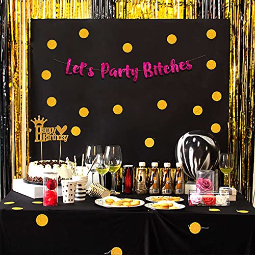 Let's Party Bitches Pink Glitter Banner - Funny Bachelorette, Birthday, Bachelor Decorations - 21st - 30th - 40th - 50th Birthday