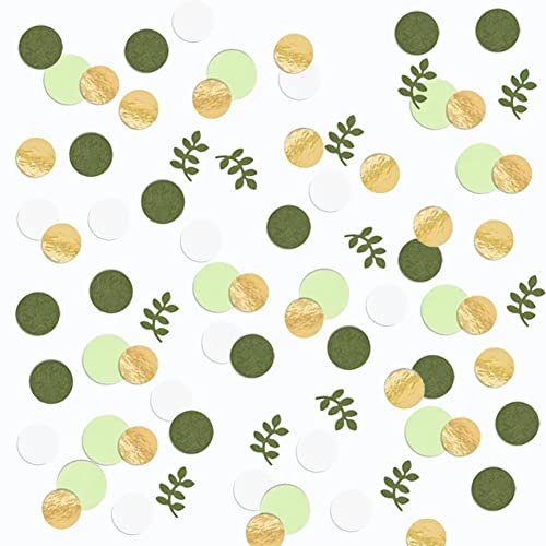 Sage Green Party Decorations White Happy Birthday Banner Sage Green and Gold Balloons Olive Green Confetti Dots Scatter Table Decoration for Girls Women Birthday Baby Shower Party Supplies