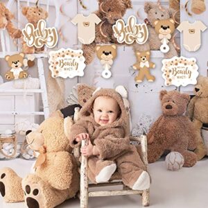 20Pcs Neutral Cream Bear Baby Shower Party Hanging Swirls, Nude Teddy Bear Foil Ceiling Swirls Decor, Boho Brown Bear Kids Birthday Gender Reveal Wedding Bridal Shower Grad Anniversary Party Supplies