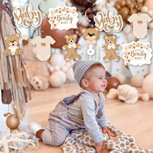 20Pcs Neutral Cream Bear Baby Shower Party Hanging Swirls, Nude Teddy Bear Foil Ceiling Swirls Decor, Boho Brown Bear Kids Birthday Gender Reveal Wedding Bridal Shower Grad Anniversary Party Supplies