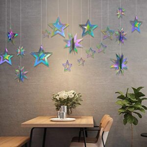 Star Party Decoration Iridescent Party Supplies Holographic Twinkle Little Stars Garlands Hanging Euphoria Party Decorations Backdrop Birthday Bachelorette Ramadan EID Graduation Prom Disco Party