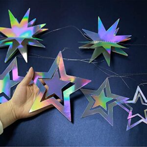 Star Party Decoration Iridescent Party Supplies Holographic Twinkle Little Stars Garlands Hanging Euphoria Party Decorations Backdrop Birthday Bachelorette Ramadan EID Graduation Prom Disco Party