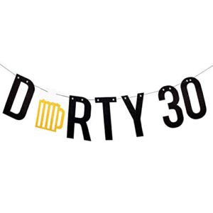 dirty 30 birthday decorations – black & gold glitter beer banner – 30th birthday decorations for him – happy 30th birthday – 30 birthday decorations for men – dirty thirty birthday party supplies