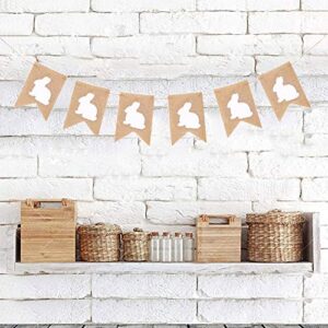 Easter Burlap Banners Decoartions, Rustic Rabbit Bunny Burlap Garland Banners for Easter Day Decorations Happy Easter Day Home Office School Party Supply