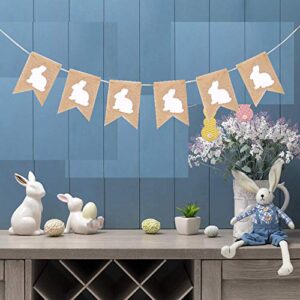 Easter Burlap Banners Decoartions, Rustic Rabbit Bunny Burlap Garland Banners for Easter Day Decorations Happy Easter Day Home Office School Party Supply