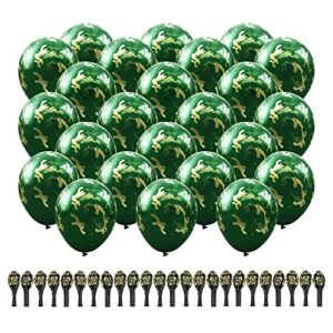 Camouflage Balloons. 24 per Pack. High Grade Latex 12 Inch Size. Perfect for Outdoors Themed, Hunting, or Military Celebration or Party.