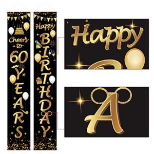 2 Pieces 60th Birthday Party Decorations Cheers to 60 Years Banner 60th Party Decorations Welcome Porch Sign for 60 Years Birthday Supplies (60th Birthday)