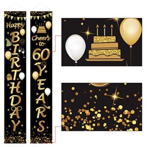 2 Pieces 60th Birthday Party Decorations Cheers to 60 Years Banner 60th Party Decorations Welcome Porch Sign for 60 Years Birthday Supplies (60th Birthday)