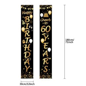 2 Pieces 60th Birthday Party Decorations Cheers to 60 Years Banner 60th Party Decorations Welcome Porch Sign for 60 Years Birthday Supplies (60th Birthday)