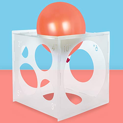 Auihiay 2-10 Inch Collapsible Plastic Balloon Sizer Box Cube, Balloon Size Measurement Tool for Balloon Decorations, Balloon Arches, Balloon Columns