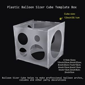 Auihiay 2-10 Inch Collapsible Plastic Balloon Sizer Box Cube, Balloon Size Measurement Tool for Balloon Decorations, Balloon Arches, Balloon Columns