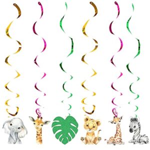 12Pcs Wild One Hanging Swirls Ceiling Streamers Decorations, for Jungle Safari Animal Birthday Party Decorations Baby Shower Supplies