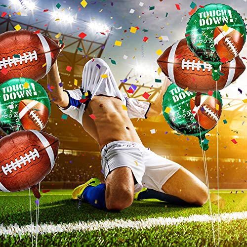 6 Pieces Football Balloons Set, 3 Pieces Football Field Balloons and 3 Pieces Football Foil Balloons for Tailgate Game Day Football Theme Supplies Birthday Party Decorations