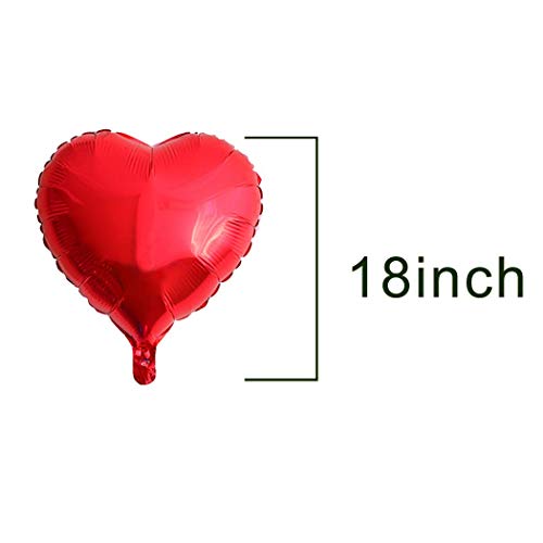 25pcs Heart Shape Foil Mylar Balloons Red 18" for Valentine's Day Birthday Party Decorations, Wedding Decor, Engagement,Holiday (Red)