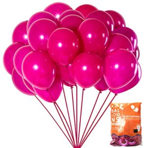 party balloons hot pink latex balloons 70pcs 12inch wedding kid’s birthday bride bachelorette party decorations(with hot pink ribbon)