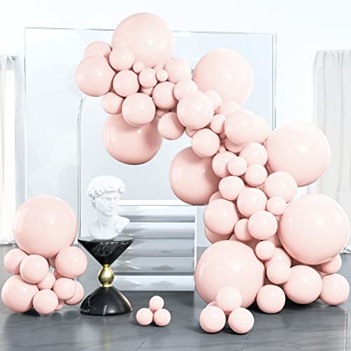 PartyWoo Pastel Pink Balloons, 100 pcs Pink Balloons Different Sizes Pack of 18 Inch 12 Inch 10 Inch 5 Inch for Balloon Garland as Birthday Decorations, Wedding Decorations, Baby Shower Decorations