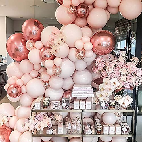 PartyWoo Pastel Pink Balloons, 100 pcs Pink Balloons Different Sizes Pack of 18 Inch 12 Inch 10 Inch 5 Inch for Balloon Garland as Birthday Decorations, Wedding Decorations, Baby Shower Decorations