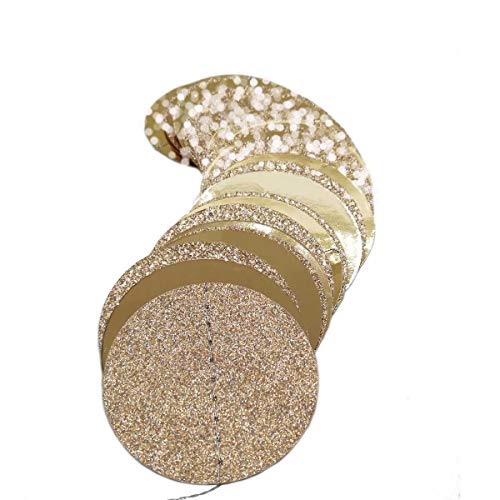 6 Pcs Glitter Champagne Gold Paper Circle Dots Garland (52 Feet) Party Hanging Bunting Birthday Party Decorations Engagement Party Bridal Shower Wedding Baby Shower Christmas Supplies Photo Backdrop