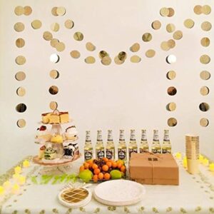 6 Pcs Glitter Champagne Gold Paper Circle Dots Garland (52 Feet) Party Hanging Bunting Birthday Party Decorations Engagement Party Bridal Shower Wedding Baby Shower Christmas Supplies Photo Backdrop