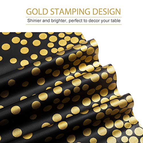 Black and Gold Plastic Tablecloths for Rectangle Tables, 6 Pack Disposable Party Table Cloths, Gold Dot Confetti Table Covers with 30 Balloons for Birthday, Graduation, Cocktail Parties, 54" x 108"