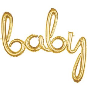 baby 3d script foil balloon- 39” | gold | 1 pc.