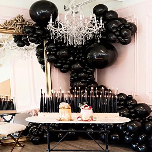 Black Balloons Garland Kit, 100PCS 18In 12In 10In 5In Black Latex Party Balloons Arch Kit for Birthday Weddings Anniversary Graduation Black Themed Party Decorations