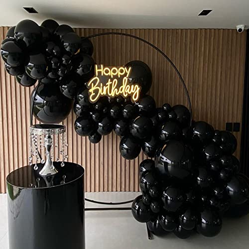 Black Balloons Garland Kit, 100PCS 18In 12In 10In 5In Black Latex Party Balloons Arch Kit for Birthday Weddings Anniversary Graduation Black Themed Party Decorations