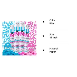 Tamsan Premium Gender Reveal Confetti Cannon, Set of 4 Mixed (2 Blue 2 Pink) Gender Reveal Confetti Cannon Popper, for Gender Reveal Decorations and Baby Gender Reveal Party Supplies, Pink&blue