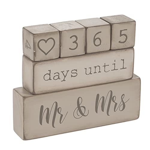 Ganz ER49764 6 Piece Wooden Block Wedding Day Countdown Calendar, Rustic