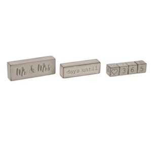 Ganz ER49764 6 Piece Wooden Block Wedding Day Countdown Calendar, Rustic