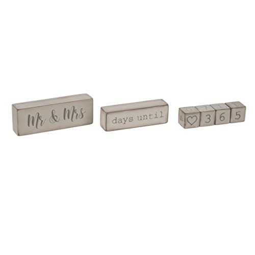 Ganz ER49764 6 Piece Wooden Block Wedding Day Countdown Calendar, Rustic