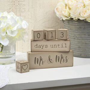 Ganz ER49764 6 Piece Wooden Block Wedding Day Countdown Calendar, Rustic