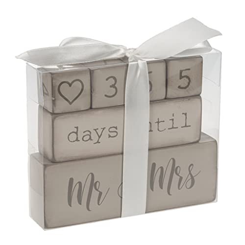 Ganz ER49764 6 Piece Wooden Block Wedding Day Countdown Calendar, Rustic