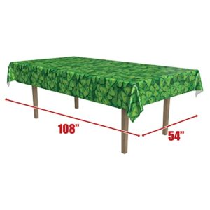 Beistle Printed Plastic Shamrock Table Cover Luck of The Irish Celebrations and Happy St. Patrick’s Day Party Supplies, 54"x108", Green