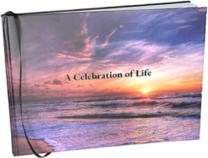 lifetoo ocean funeral guest book 12″ x 8″, celebration of life guest books, memorial service guest book sign for funerals | guest book for funeral, guests sign in book memory book for funeral guest