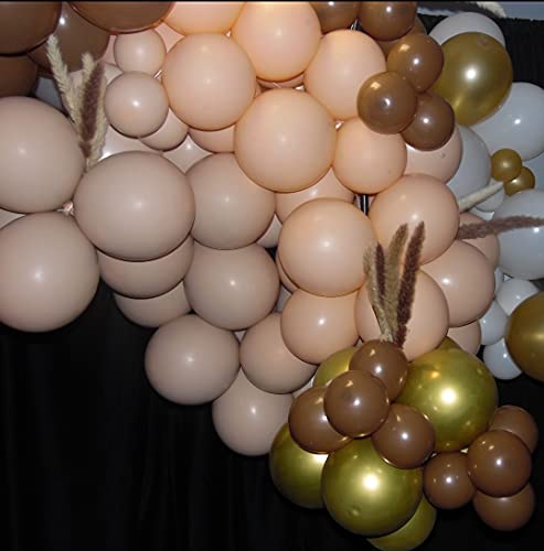 204pcs 10inch /5inch/ 18inch Skin and Coffee Latex Balloon for Birthday Party Decoration Baby Shower Wedding Ceremony Balloon Anniversary Decorations Arch Balloon Tower (coffee)